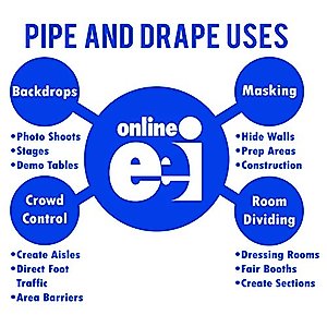 OnlineEEI Adjustable Height Upright Pipe for use with Pipe and Drape Systems, 7-12 ft