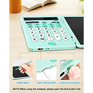 Aucanla Calculator with Notepad,12-Digit Large Display Desk Calculator,Rechargeable and Solar Basic Calculator for Office,School and Business