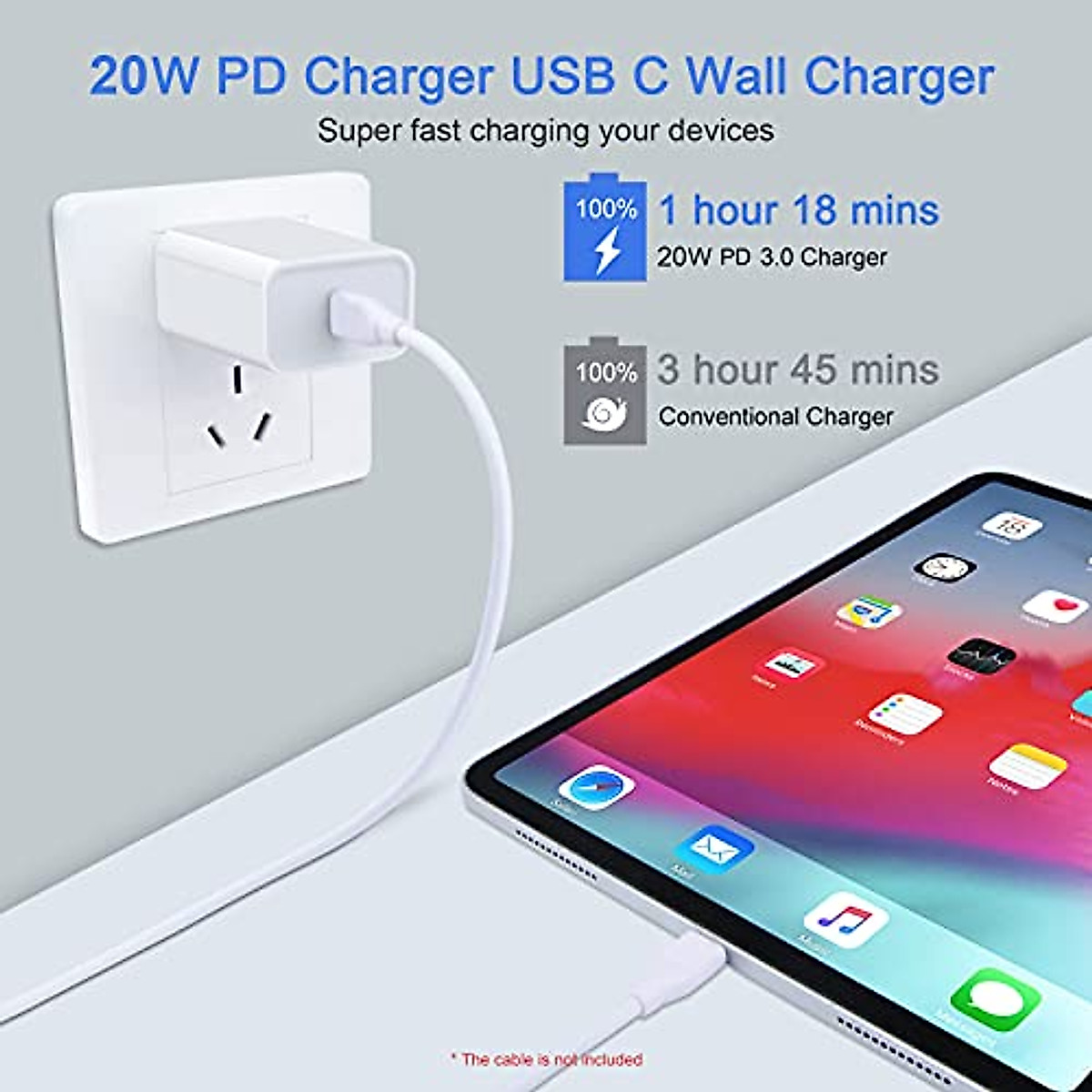 20W Fast Charger Box USB C Brick Block Charging Plug Power Adapter Compatible for iPhone 14,14 Pro Max,13,13 Pro Max,12,11;Samsung Galaxy S23,S23 Ultra,S23+,S22,S21 FE,A54,A03s,A14,A13,Z Flip4,Z Fold4