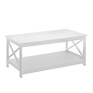 Convenience Concepts Oxford TV Stand, White & Oxford Coffee Table with Shelf, White