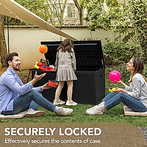 Devoko 100 Gallon Deck Box, Waterproof Outdoor Storage Box with Cushion (Black)