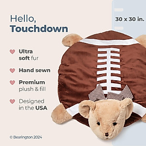 Bearington Baby Touchdown Belly Blanket, Football Teddy Bear Plush Stuffed Animal Tummy Time Play Mat