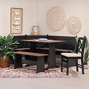 Linon Black and Pecan Breakfast Dining Set Ardmore Nook