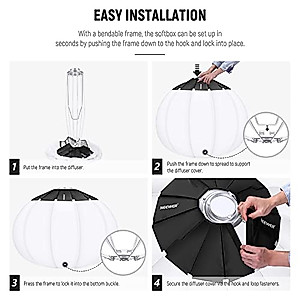 NEEWER Lantern Softbox Diffuser, 34"/85cm Omnidirectional Quick Release Soft Light Modifier with Skirt & Carrying Bag, Compatible with NEEWER CB100 CB150 CB60 RGB and Other Bowens Mount Lights