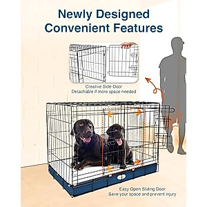 Heated Dog House for Outdoor, Dog Crate Kit for Small Medium Intermediate Dogs, 2 Doors Heavy-Duty Dog Kennel Value Pack with Insulated Crate Cover & Bed & Adjustable Pet Heating Pad (36 Inch Kit)