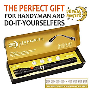 Magnetic Pickup Tool with 3 LED Lights, Telescoping Magnet Flashlight, Cool Gadget Valentines Day Gifts for Men, Dad, Father, Handyman, Husband, Boyfriend or Women, Black
