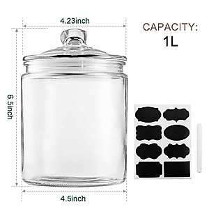 Glass Jars 32oz,Maredash Candy Jar with Lid For Household,Food Grade Clear Jars (6 Pack)