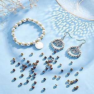 PH PandaHall 5mm Iron Round Spacer Beads, 420pcs 6 Colors Metal Smooth Loose Beads Jewelry Beads for Necklaces Bracelets Earrings Jewelry Making