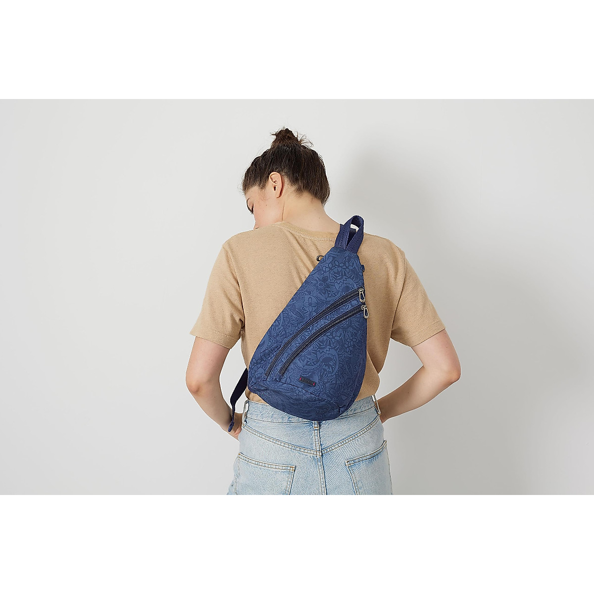 Sakroots On The Go Sling Backpack in Eco Twill, Adjustable Sling Strap, Cabernet Wanderlust