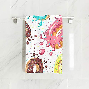 ALAZA Microfiber Gym Towel Colorful Donuts Cartoon, Fast Drying Sports Fitness Sweat Facial Washcloth 15 x 30 inch