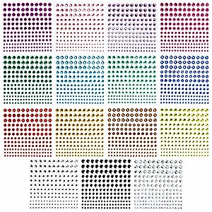 Rhinestone Stickers 2478Pcs Self Adhesive Facial Gem Stickers,4 Sizes 15 Colors for DIY Decorative Crafts, Nails, Makeup Festival, Holiday Cards