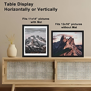 BSRHOME 12x16 Picture Frames Set of 2 with Plexiglass, Display Pictures 11x14 with Mat or 12x16 Without Mat for Tabletop Display and Wall Mounting，Black