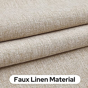 HOMEIDEAS Linen French Door Curtains, Privacy Small Door Window Curtains, 26 X 20 Inch French Door Shades for Front Door, Thermal Insulated Door Window Covering Tie Up Shades, Natural, 1 Panel