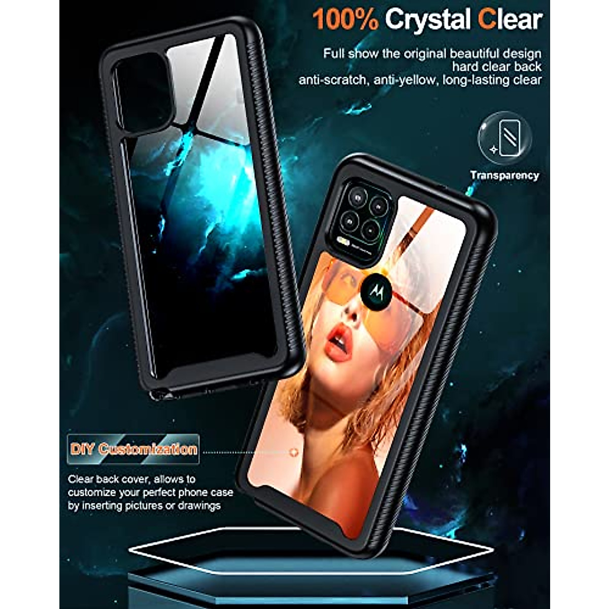 LeYi for Moto G Stylus 5G Case（2021）, Motorola G Stylus 5G Case with 2 Tempered Glass Screen Protector, Full-Body Shockproof Bumper Rugged Hybrid Clear Phone Case for Moto G Stylus 5G, Black/Clear