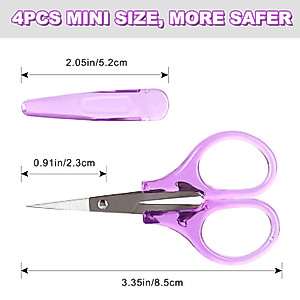 4 Pcs Small Scissors All Purpose, Stainless Steel Small Sewing Scissors Set with Protective Cover, Mini Detail Craft Scissors for Paper Cutting, Sewing, Scrapbooking, DIY Projects