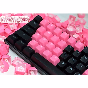 Tai-Hao Rubber Gaming Backlit Keycaps Set - 22 Keys for Cherry MX Mechanical Keyboards Compatible OEM Include Key Puller (Neon Jelly Pink)