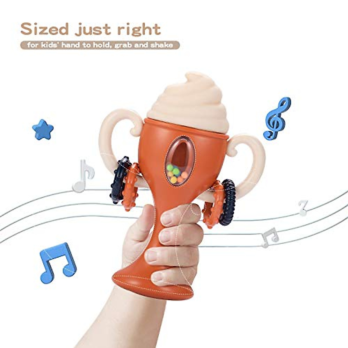 Baby Toy Rattle 8 Pcs with Storage Box Shaking Bell and Grabing Sensory Teething Spining Toy for Baby Infant, Toddlers, Boys and Girls 0-3 Years Old