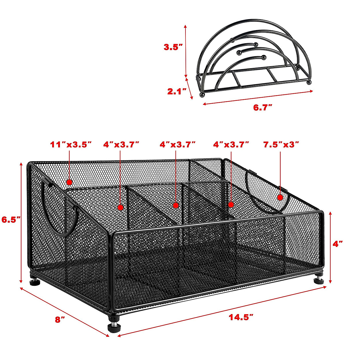 Cairondin Paper Plate Dispenser with Silverware Caddy, Metal Paper Plate Organizer and Napkin Holder for Countertop Party Picnic Camping, Disposable Plate Cutlery Caddy Utensil Holder, Black