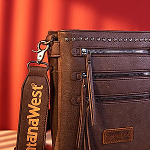 Montana West Crossbody Purse for Women Multi Pocket Crossover Side Purses Medium Size Cross Body Bag with Wide Guitar Strap Travel MWC-184CF