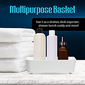 STEADYKLEEN - Plastic Shower Caddy, Fits Shower Shelves with Other Bathroom Must Haves, Mesh Shower Caddy Alternative, 8.5 x 2.5 inches