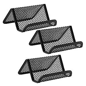 Mr. Pen- Metal Mesh Business Card Holder, 3 Pack, Black, Card Holder for Desk, Card Holder for Business Cards, Desk Card Holder, Business Card Stand, Business Card Display, Card Holder for Office