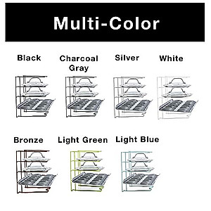 Smart Design Bakeware and Lid Storage Rack with 4 Compartment Dividers - Steel Metal Frame - Rust Resistant Finish - Cooking and Baking Pantry Organization - Kitchen 10 x 8 Inch - Charcoal Gray