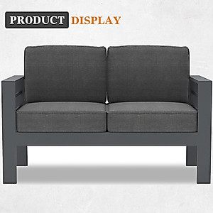 Vakollia Modern Aluminum Outdoor Patio Loveseat 2 seat Sofa with Olefin Cushions