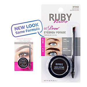 Ruby Kisses Go Brow Pomade for Water-resistant Long-lasting Smudge-proof Eyebrows (Dark Brown)