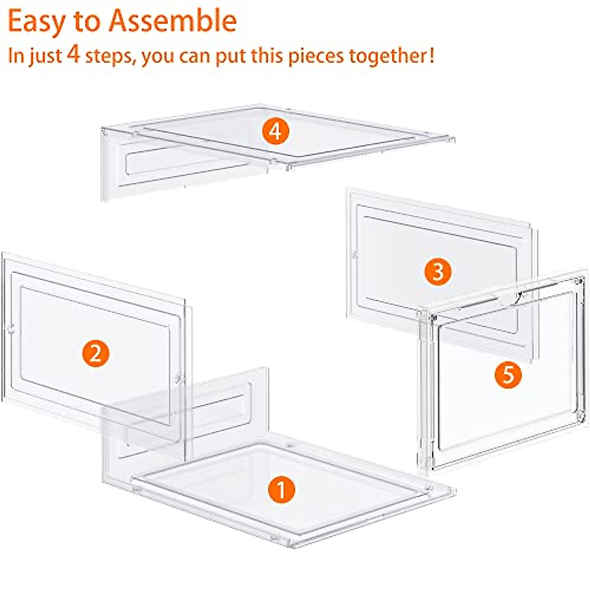 Shoe Storage, 6 Pack Shoe Organizer Clear Hard Plastic Shoe Box, Shoe Boxes Clear Plastic Stackable, Shoe Boxes with Lids for Size 13, Transparent