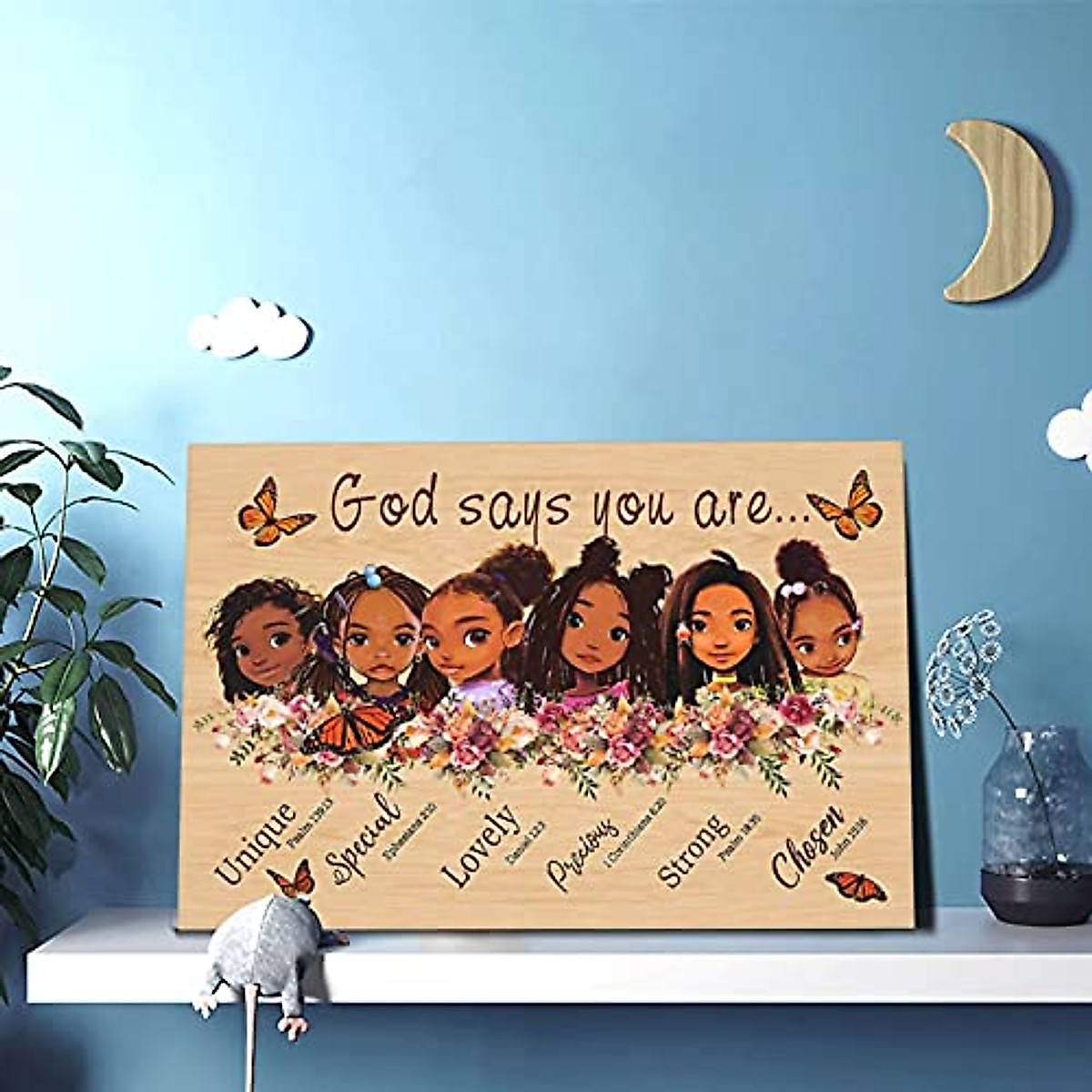 African American Wall Art Black Girl Canvas Wall Art Decor Little Black Girls God Says You Are Canvas Print Pictures Black Kid Art Wall Decor For Living Room Bedroom Bathroom Ready To Hang 12x18 Inch