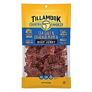 Tillamook Country Smoker Real Hardwood Smoked Beef Jerky, Sea Salt & Cracked Pepper, 10 Ounce