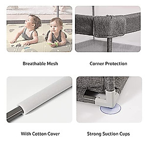 UANLAUO Baby Playpen, Baby Playard, Baby Play Yard, Large Play Pens for Babies and Toddlers, BPA-Free, Non-Toxic, Safe No Gaps (Gray, 59x71inch（with mat)