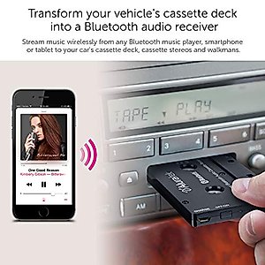 Aluratek Universal Bluetooth Audio Cassette Receiver, Built-in Rechargeable Battery, Up to 8 Hours Playtime, Audio Receiving up to 33 Feet