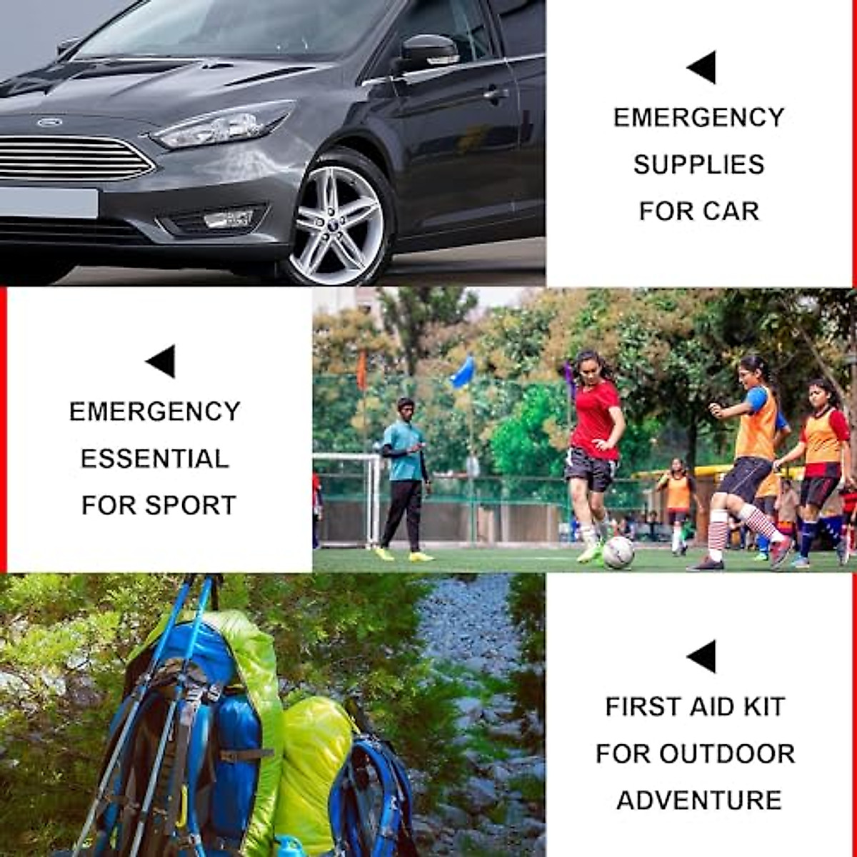 276Pcs First Aid Kit Car Emergency Kit Just in Case Travel First Aid Emergency Road Kit Home Family Outdoor Adventure, Black angel wish