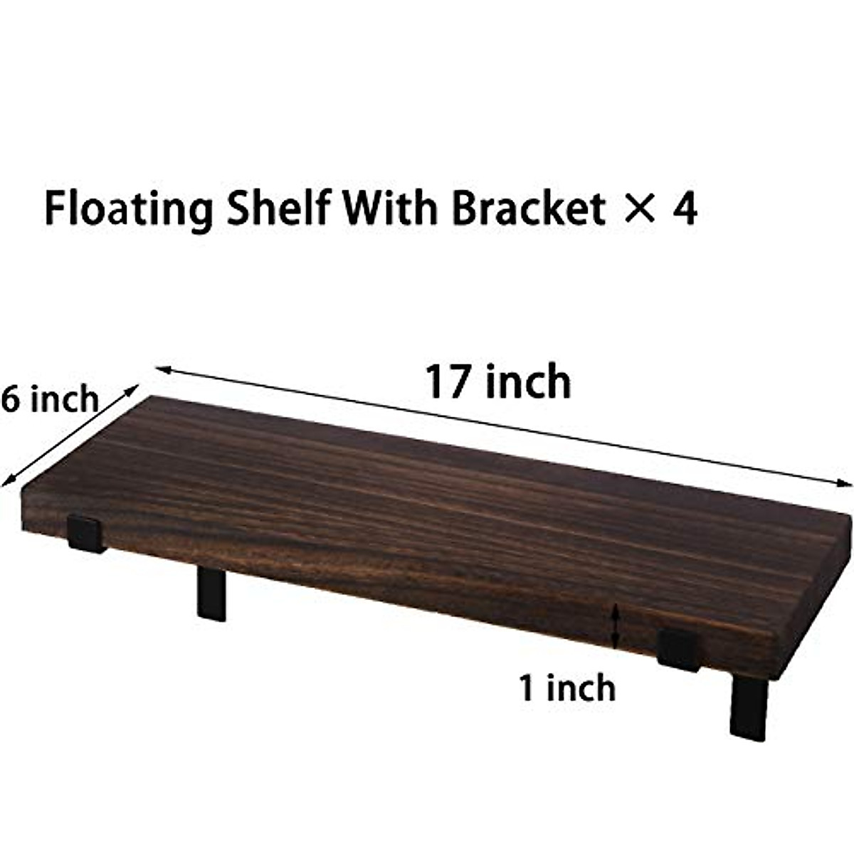 HXSWY Rustic Wood Floating Shelves for Wall Decor Farmhouse Wooden Wall Shelf for Bathroom Kitchen Bedroom Living Room Set of 4 Dark Brown
