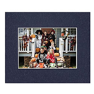 Pack of 25 Acid Free 11x17 Mats Bevel Cut for 9x14 Photos - Navy Canvas Texture Precut Matboards For Pictures, Photos, Framing - 4-ply Thickness