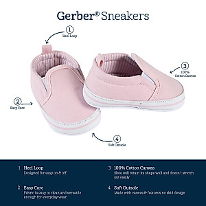 Gerber Unisex Baby Newborn Infant Toddler Boy and Girl Slip-On Sneaker Crib Shoe Pink 6-9 Months