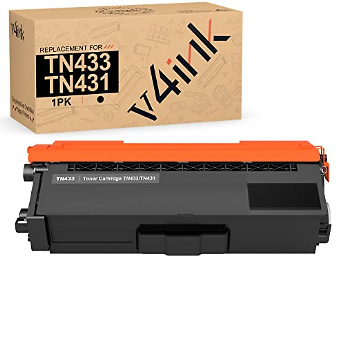 v4ink Compatible Brother TN433 TN431 Black Toner Cartridge High Yield for Brother MFC-L8900CDW Brother MFC-L8610CDW Brother HL-L8260CDW HL-L8360CDW HL-L8360CDWT HL-L9310CDW MFC-L9570CDW Printer