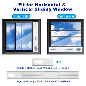 Estoder Portable AC Window Vent Kit with 5.9 Inch Exhaust Hose (78.7Inch Length), Adjustable Window Seal for Portable Air Conditioner, Universal 3x21.7” AC Seal Plate with Coupler for Sliding Windows
