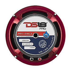 DS18 PRO-SM6.2 Slim Loudspeaker - 6.5", Midrange, Red Steel Basket, 400W Max Power, 200W RMS, 2 Ohms - Premium Quality Audio Speakers - IP66 Water Resistance, Perfect for Motorcycle Applications
