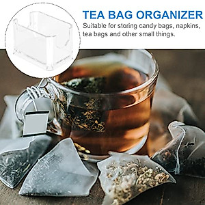 Housoutil Tea Organizer 2pcs Acrylic Tea Bag Boxes Reusable Tea Bag Organizer Square Coffee Bag Box Packets Small Items Sundries Containers for Kitchen Cabinets Countertops Pantry Transparent