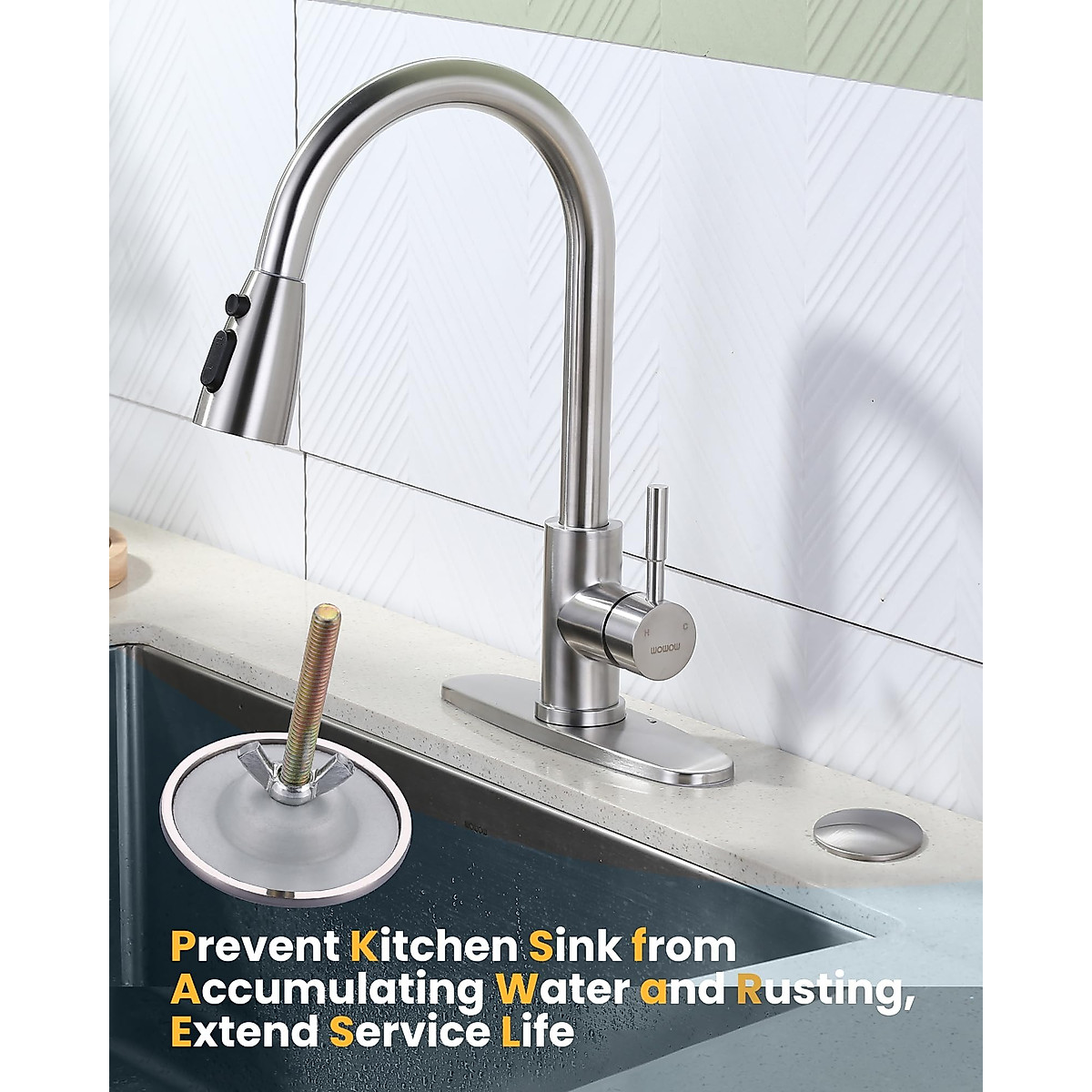 ALEASHA Kitchen Sink Hole Cover, Faucet Hole Cover for Kitchen Sink, Tap Hole Plate Stopper Cover Blanking Brass Metal Plug, Brushed Nickel