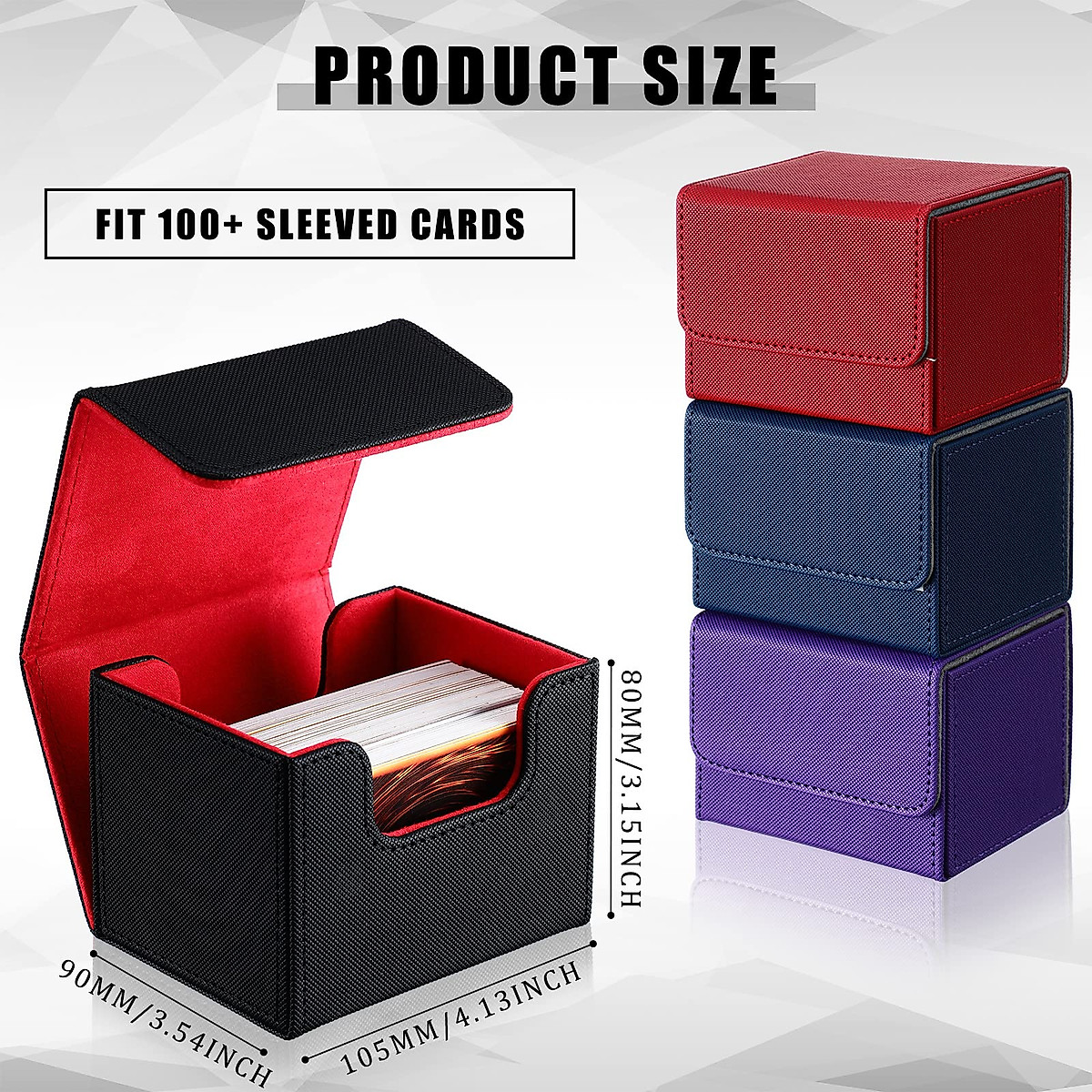 Vicenpal 10 Pieces Leather Deck Game Card Box Magnetic Card Game Box Case for 100 Plus Playing Cards, Card Storage Box Compatible with MTG Commander Decks