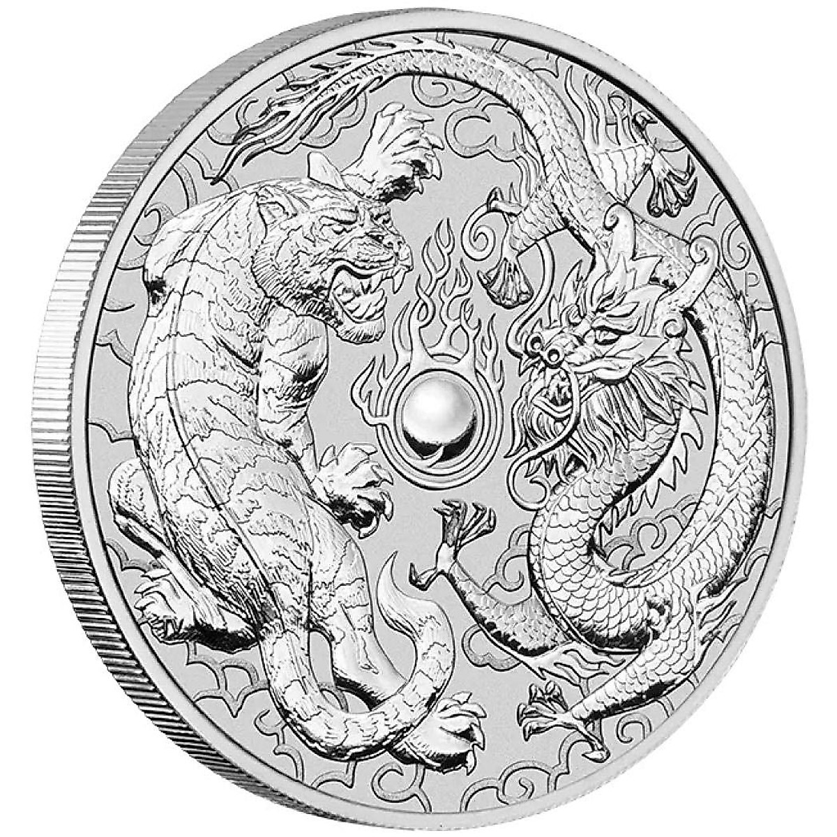MKIOPNM Exquisite Collection of Commemorative Coins Chinese Style Zodiac Tiger Head Silver-Plated Commemorative Coin Collection Animal Embossed Dragon and Tiger Fighting feng Shui Silver Coin Coin