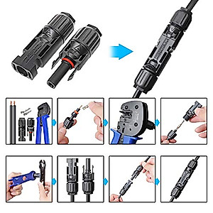 BeideLt 20PCS Solar Connectors, IP67 Waterproof Solar Panel Connector, 1000V 30A Male/Female Solar Wire Adapter Connector for Connecting Solar Panels