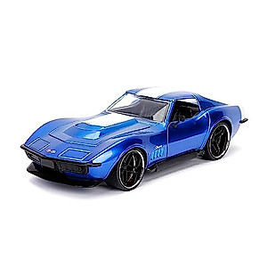 Jada 1969 Chevrolet Corvette Stingray Zl-21 Blue with White Stripe Bigtime Muscle 1/24 Die-cast Model Car 30532