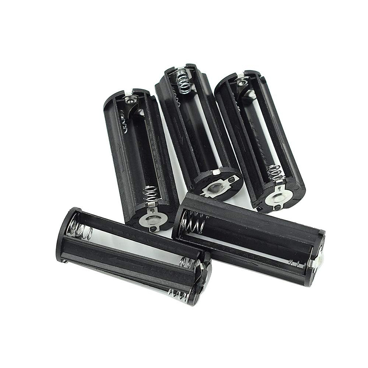 Hxchen 3 x 1.5V AAA Series Connection Plastic Black Cylinder Battery Storage Holder Case Adapter Black - (5 Pcs)