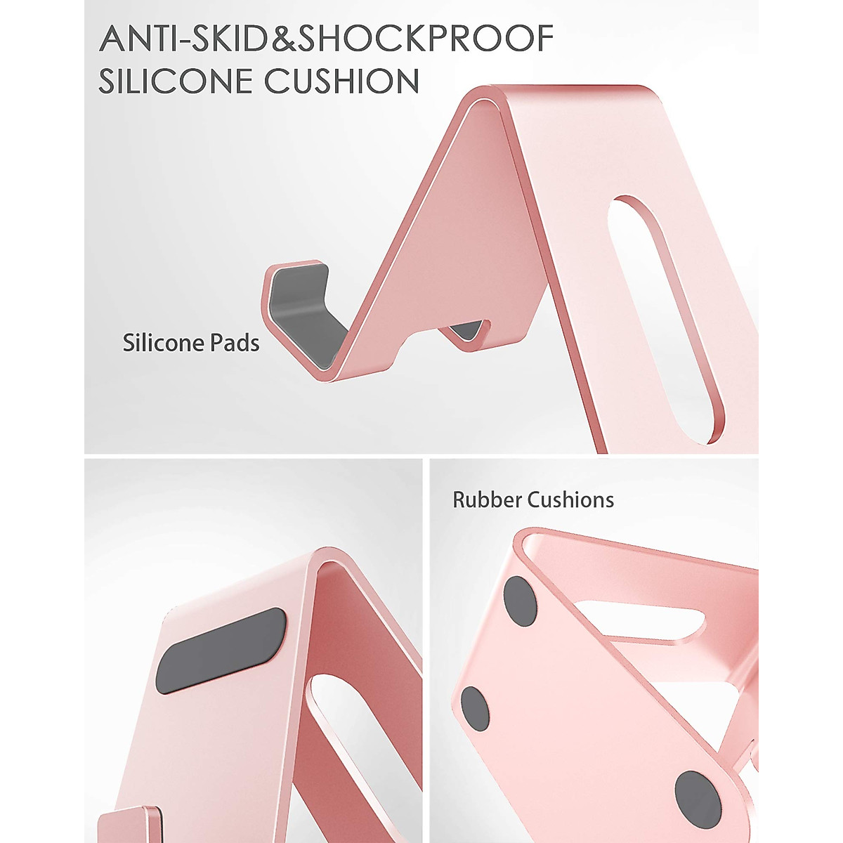 CreaDream Cell Phone Stand, Cradle, Holder, Aluminum Desktop Stand Compatible with Switch, All Smart Phone, iPhone 11 Pro Xs Max Xr X Se 8 7 6 6s Plus SE 5 5s-Rose Gold