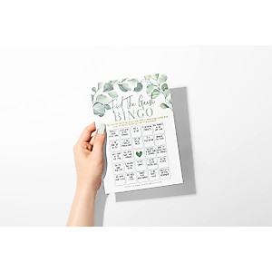Your Main Event Prints Eucalyptus Floral Find The Guest Bingo Game for Bridal Shower, Baby Shower and Bachelorette Parties, 50 Game Cards Included