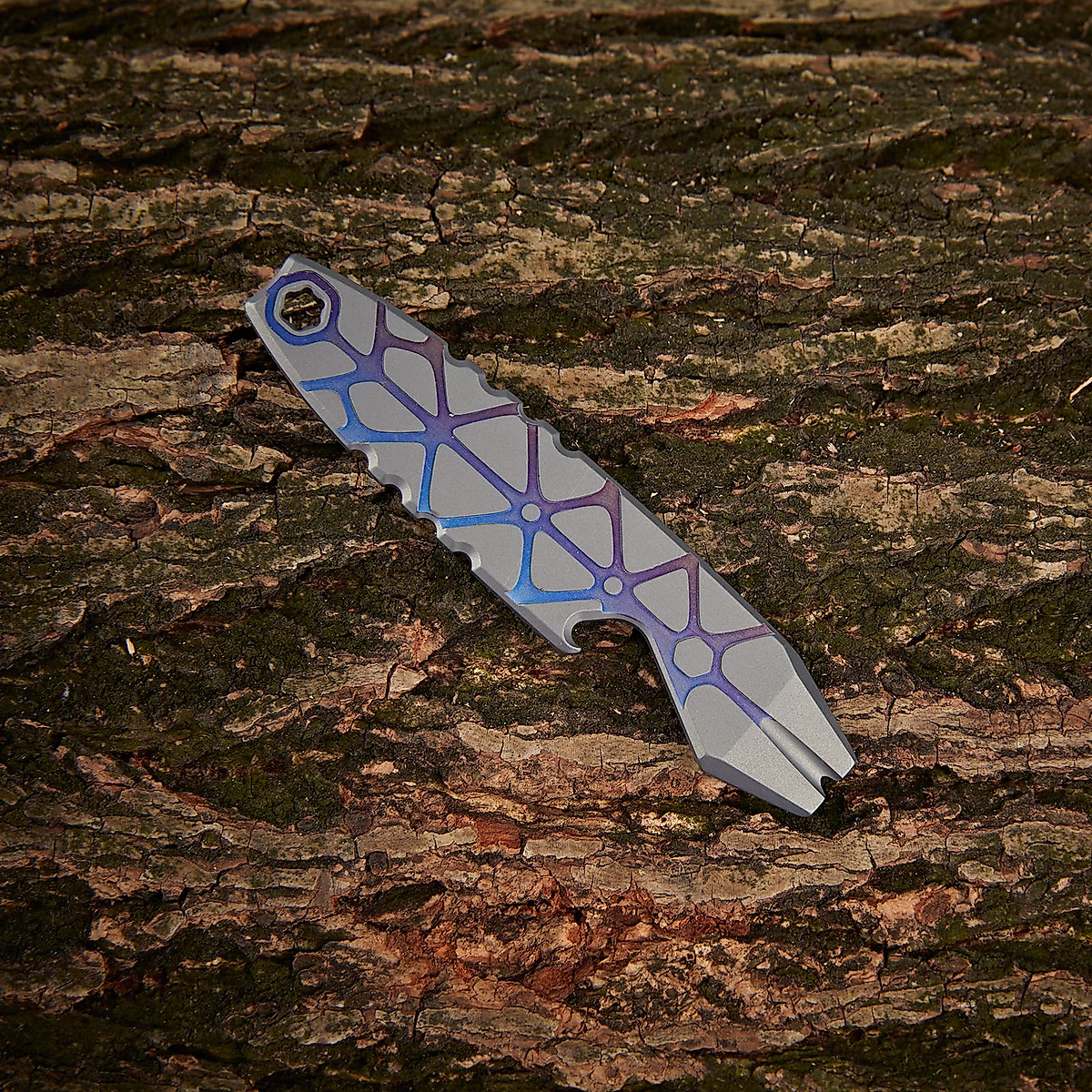 OKNIFE Otacle 2 Mini Titanium Bottle Opener, EDC Pry Bar with Hexagonal Wrench(Grey)